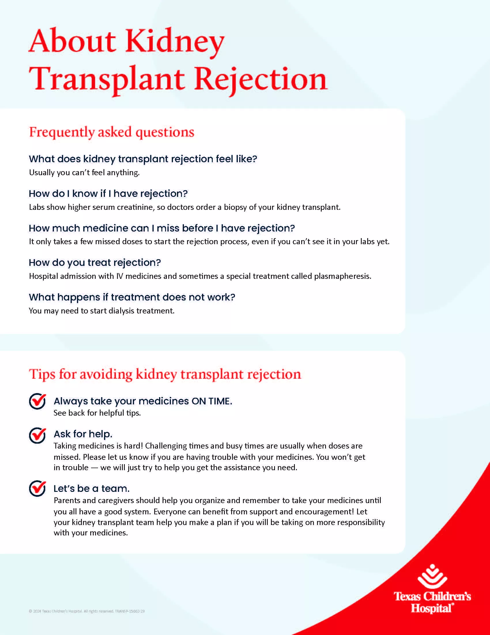 Pediatric Kidney Transplant Patient Resources | Texas Children's